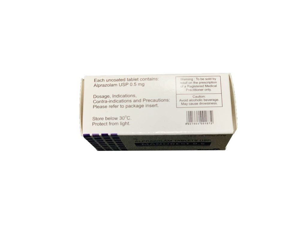 Manorest Alprazolam 0.5mg 100 Tablets (Xanax) For Anxiety, Panic ...